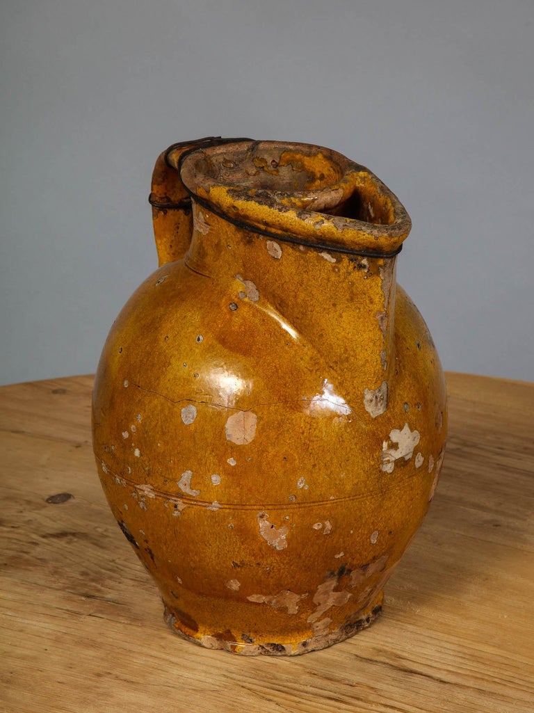 18th Century Yellow Glazed Harvest Pitcher For Sale at 1stDibs