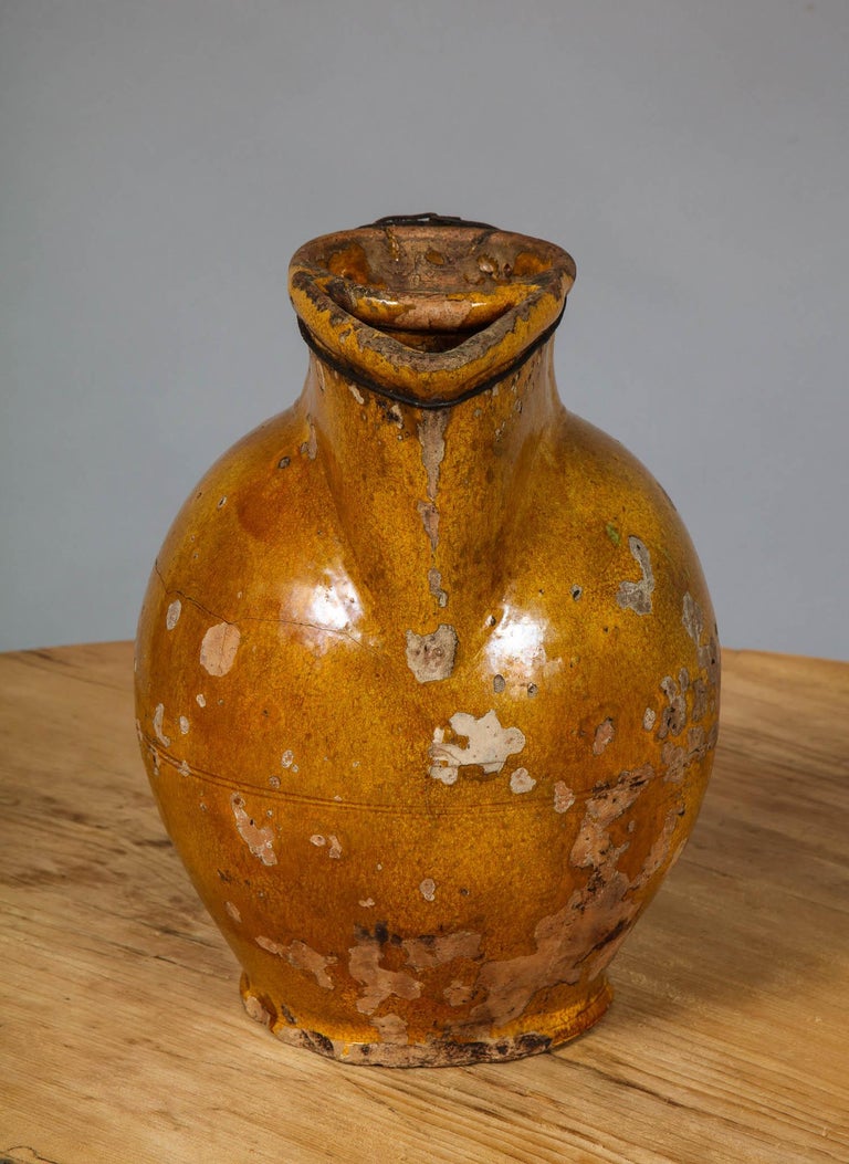 18th Century Yellow Glazed Harvest Pitcher For Sale at 1stDibs