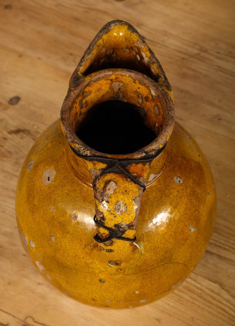 18th Century Yellow Glazed Harvest Pitcher For Sale at 1stDibs