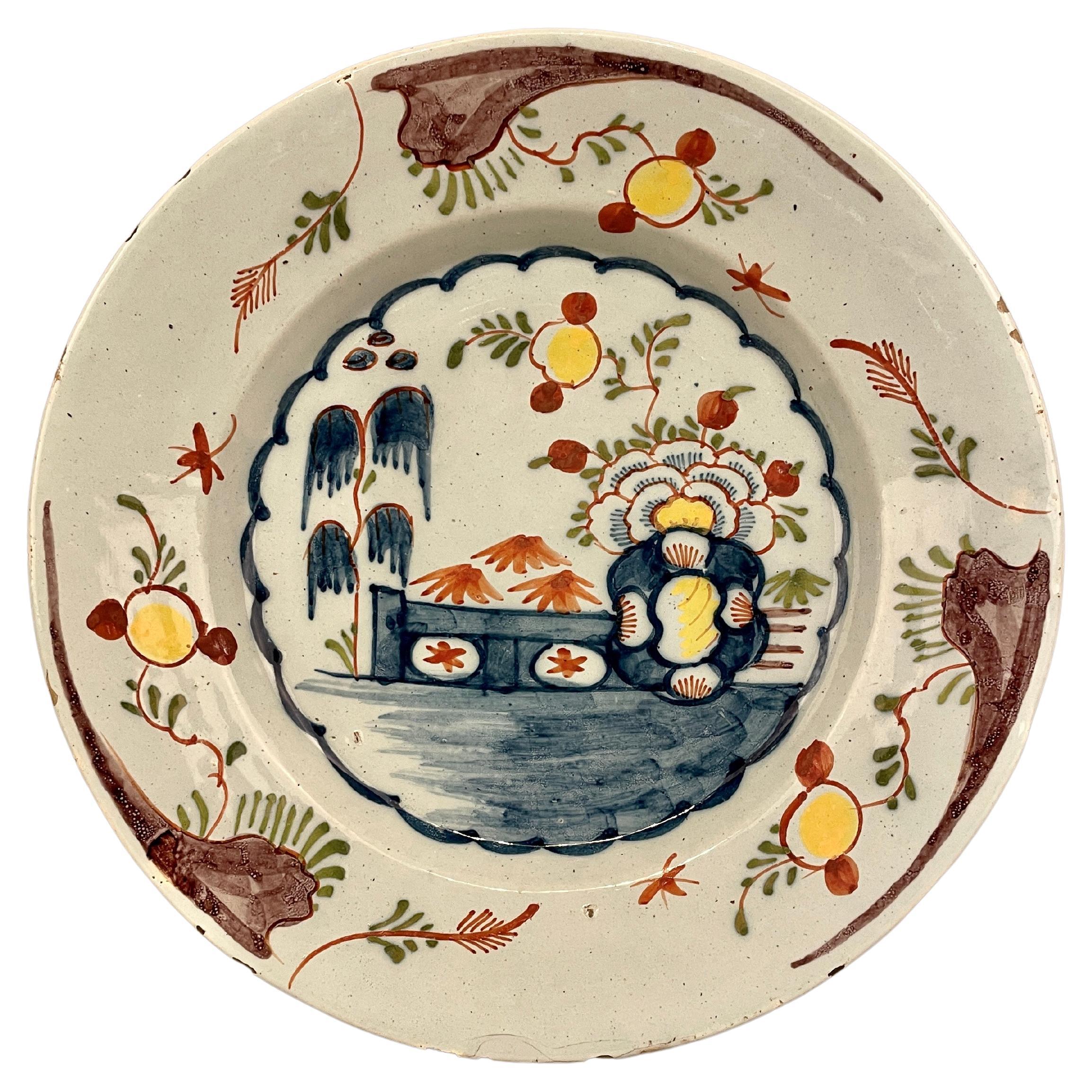 18th Century Dutch Delft Polychrome Plate at 1stDibs