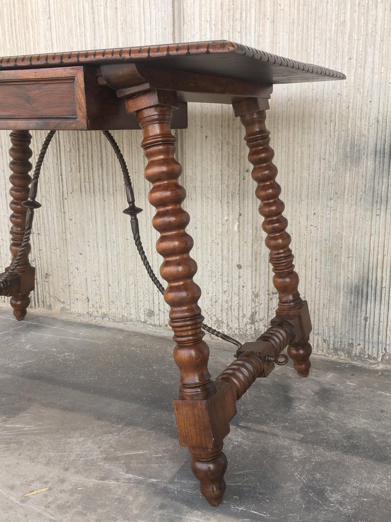 18th Spanish Revival Refectory Desk Table with One Drawer at 1stDibs