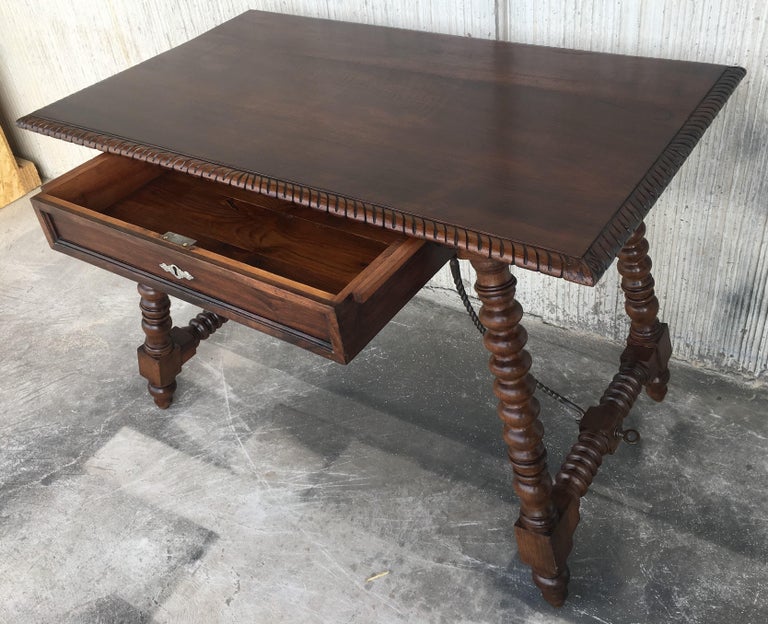 18th Spanish Revival Refectory Desk Table with One Drawer at 1stDibs