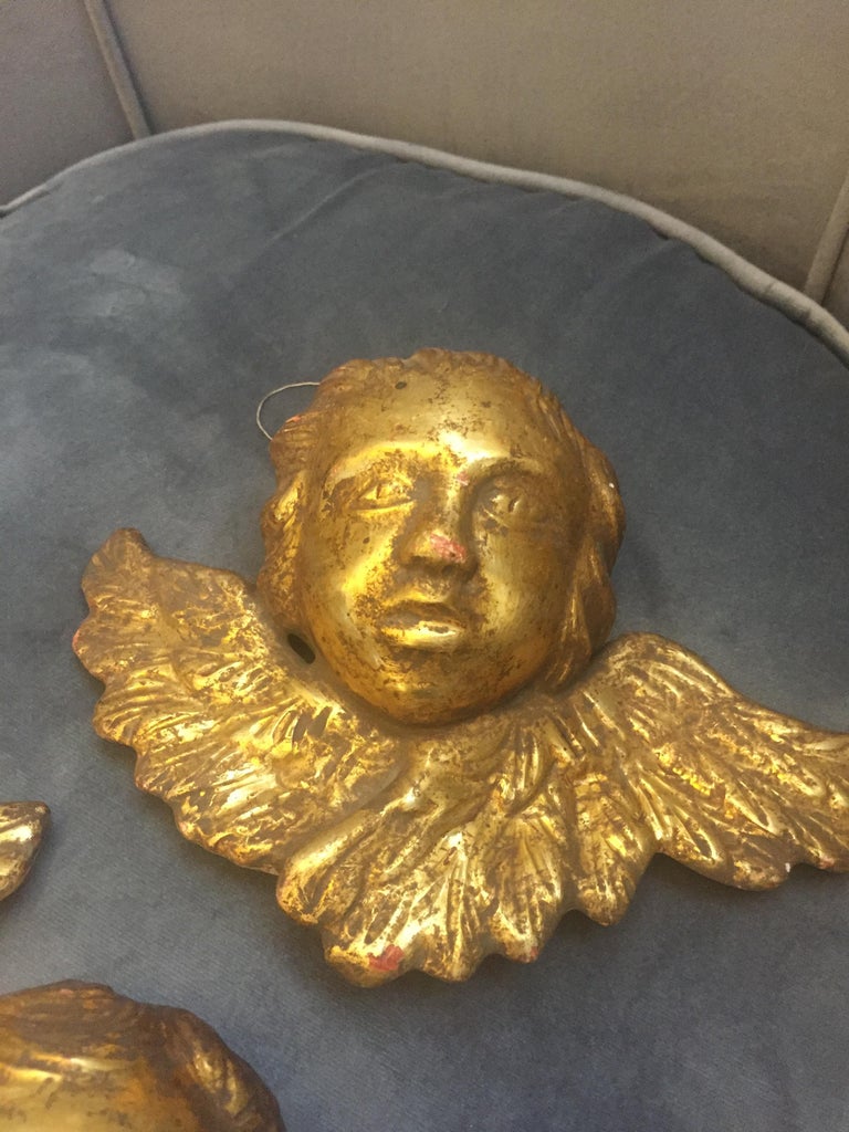 18th Three Century Hand-Carved Gilded Wooden Cherubs For Sale at 1stDibs