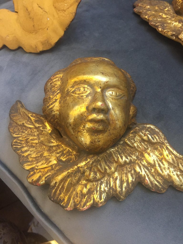18th Three Century Hand-Carved Gilded Wooden Cherubs For Sale at 1stDibs