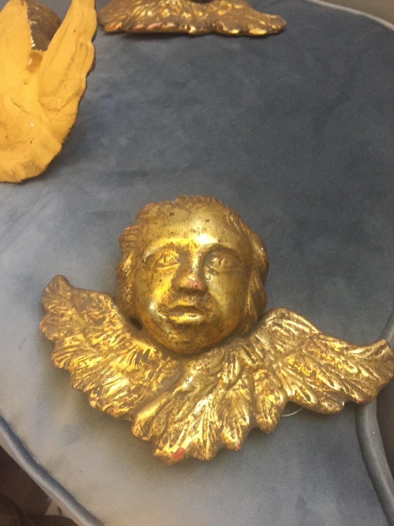 18th Three Century Hand-Carved Gilded Wooden Cherubs For Sale at 1stDibs