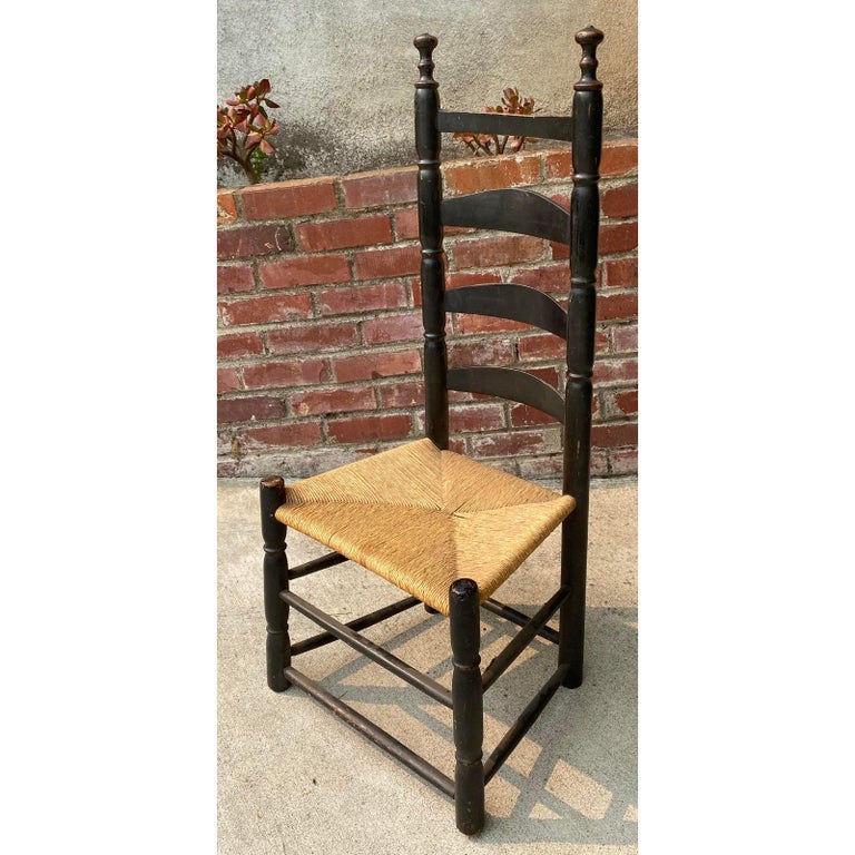 18th-19th Century American Ladder Back Chair For Sale at 1stDibs