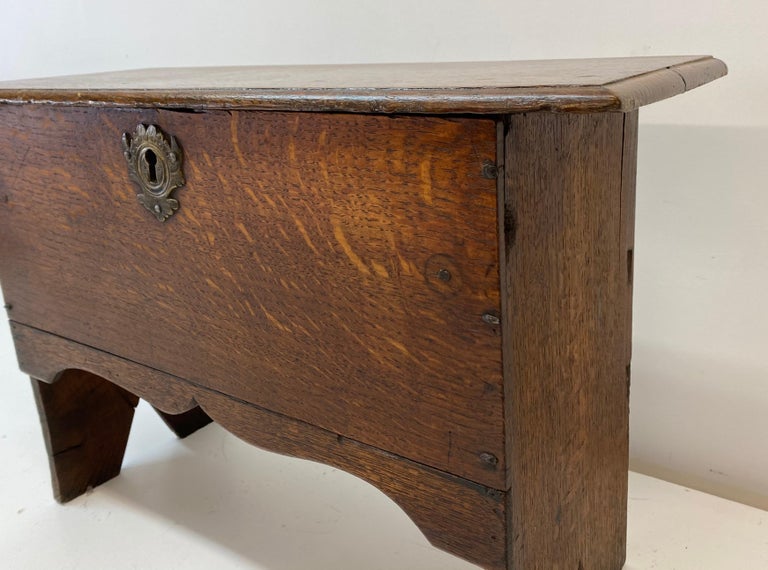 18th to 19th Century Lidded Oak Low Stool with Interior Storage For ...