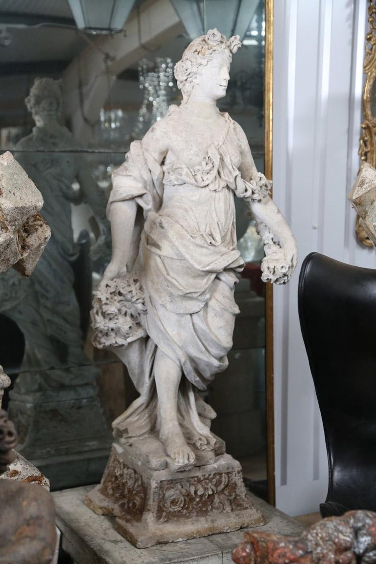 18th Century French Stone Statue of Flora For Sale at 1stDibs