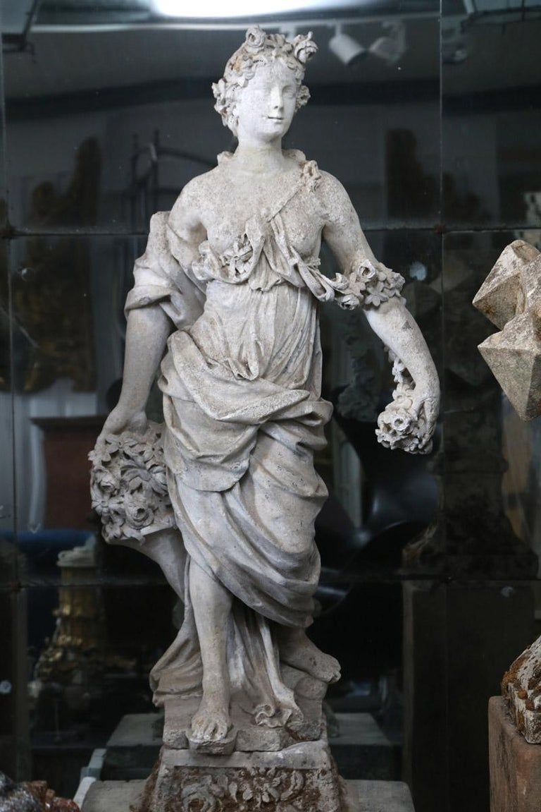 18th Century French Stone Statue of Flora For Sale at 1stDibs