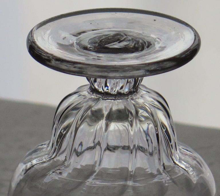 18thC Georgian Monteith or Bonnet Glass Hand Blown and Engraved Bowl ...
