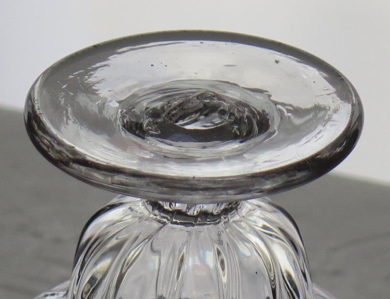 18thC Georgian Monteith or Bonnet Glass Hand Blown and Engraved Bowl ...