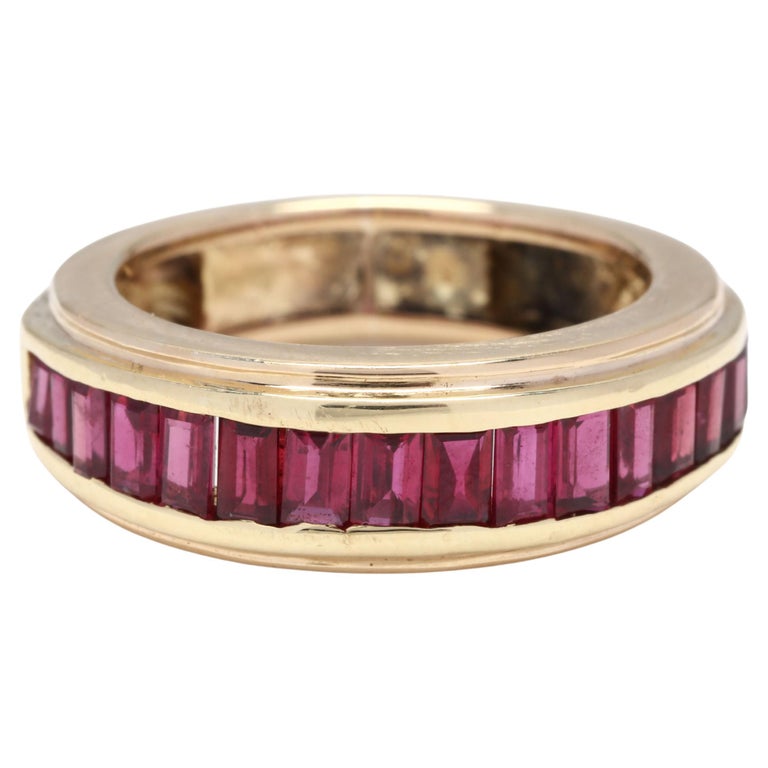 18Y Baguette Cut Ruby Channel Set Ring For Sale at 1stDibs | channel ...