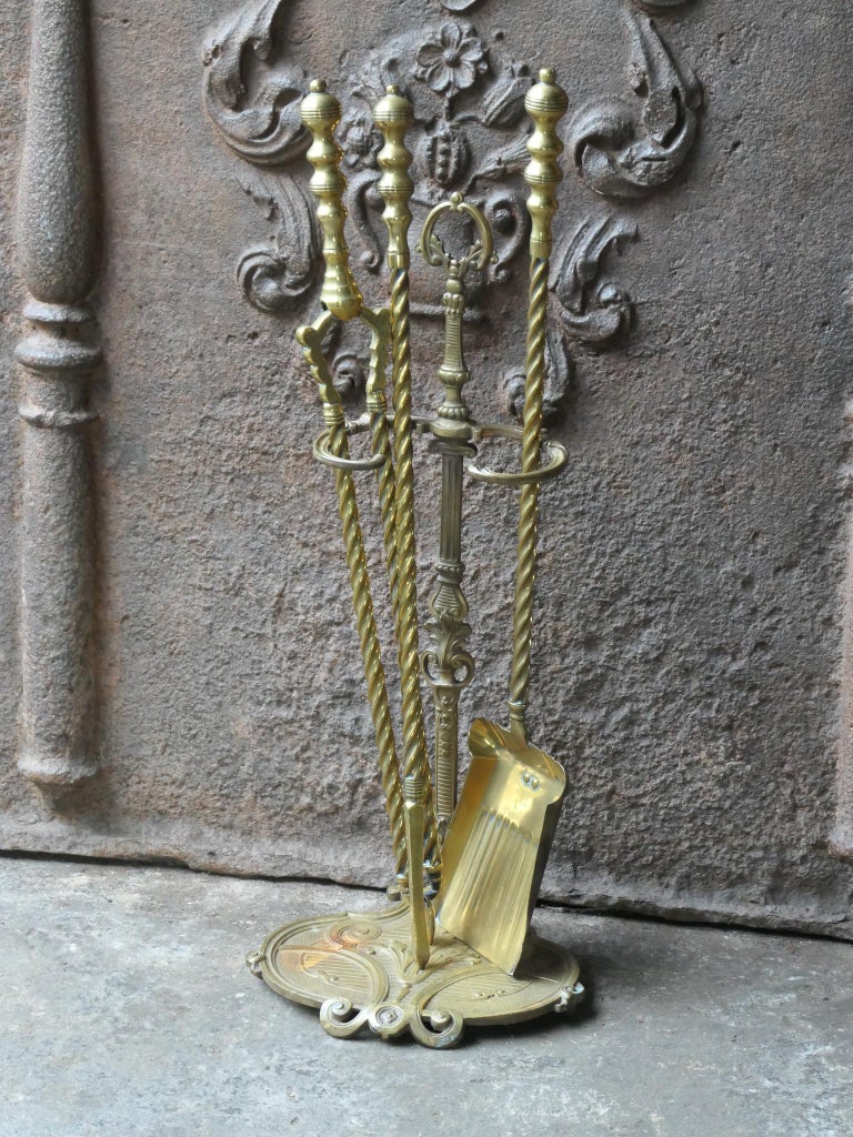 19/20th C. English Brass Victorian Style Companion Set For Sale at 1stDibs