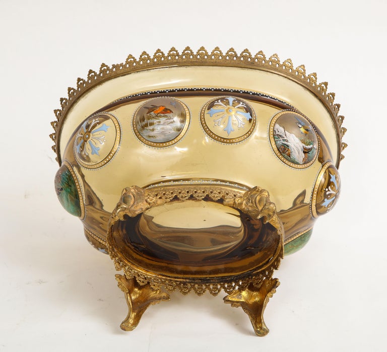 19 C. Dore Bronze Mounted Moser Light-Amber Colored Crystal and Enamel ...