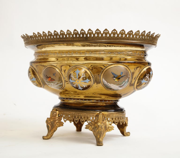 19 C. Dore Bronze Mounted Moser Light-Amber Colored Crystal and Enamel ...