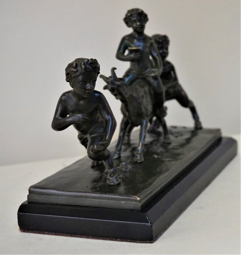 19th Century Bronze Sculpture of Playful Boy Riding Goat and Playing ...