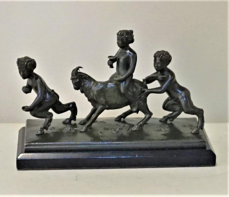19th Century Bronze Sculpture of Playful Boy Riding Goat and Playing ...