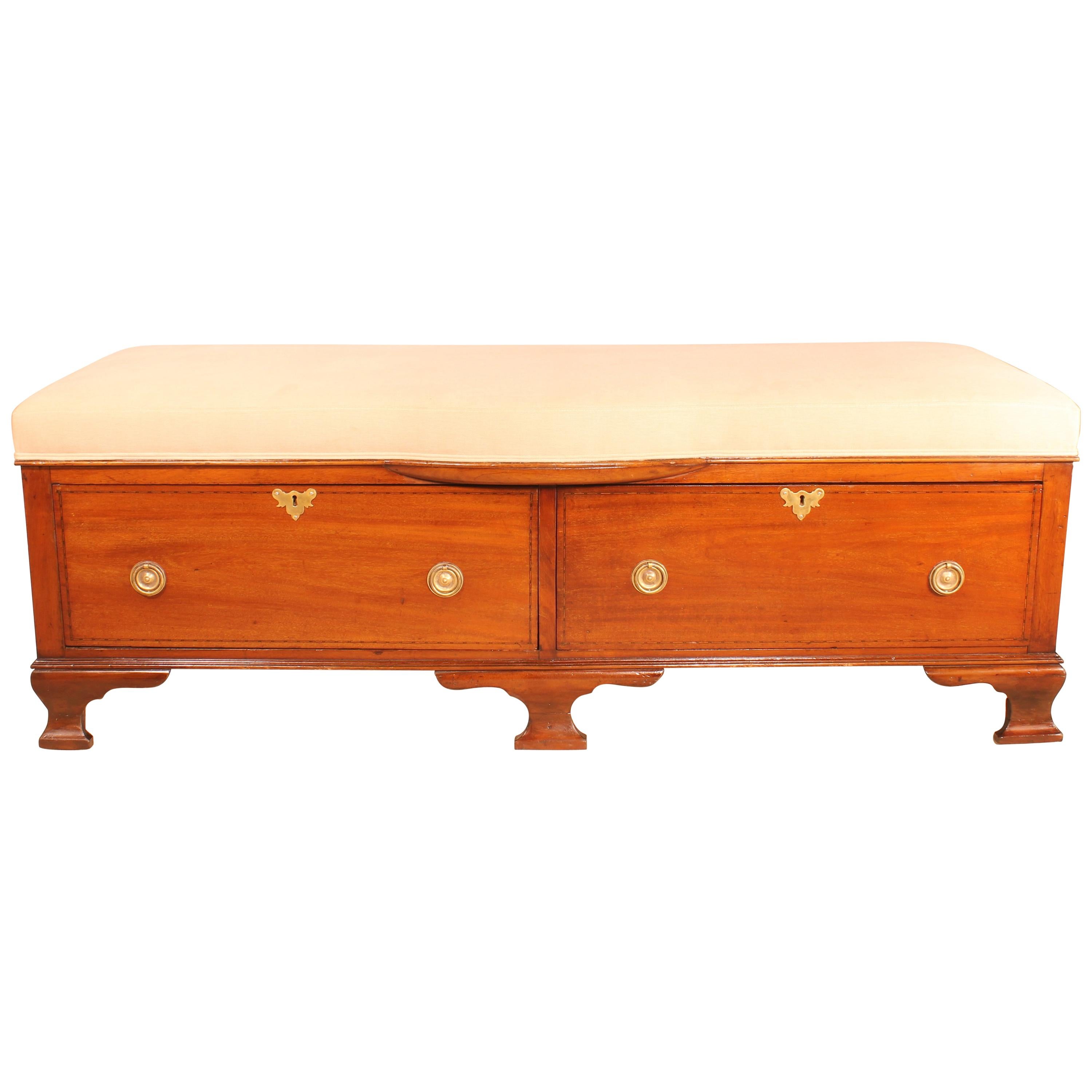 English Victorian Maroon Leather Bench For Sale at 1stDibs