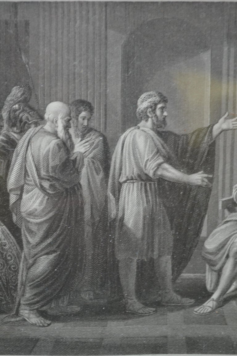 gravure du 19e siècle du Bannissement de Cleombrotus de Benjamin West ...