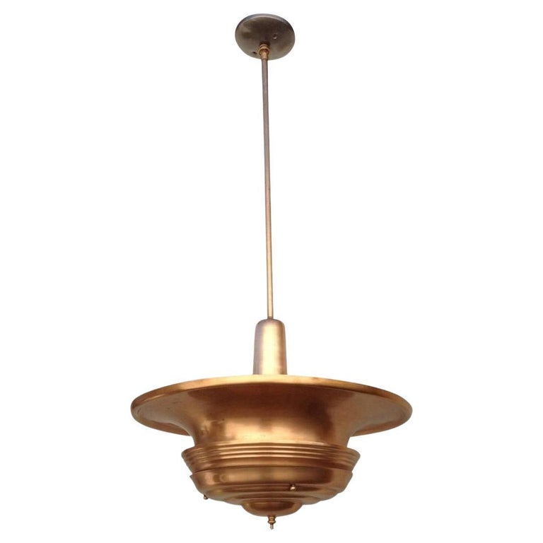 Copper Art Deco Ceiling Hanging Pendant For Sale at 1stDibs