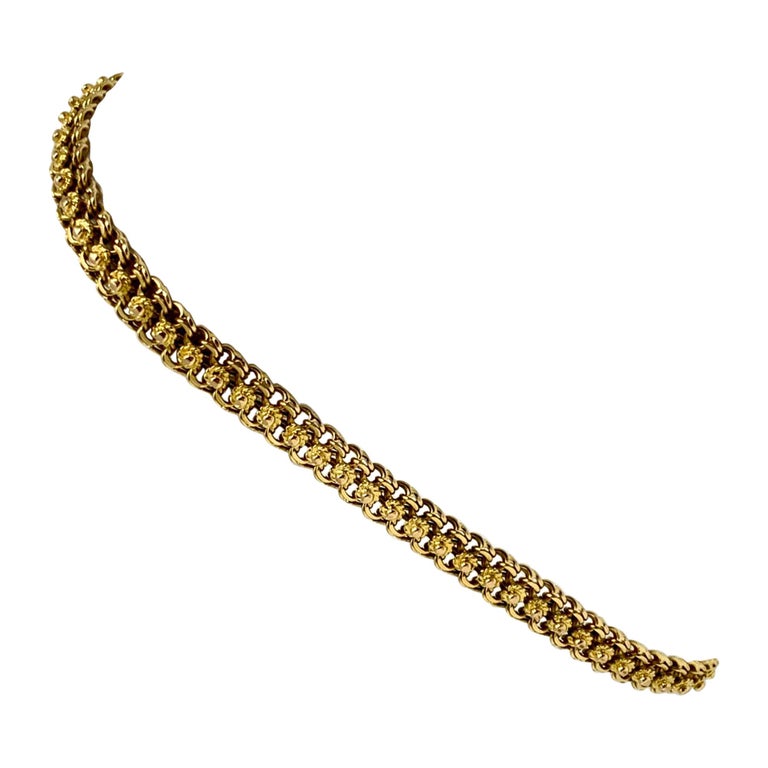 19 Karat Portuguese Gold Beaded Fancy Curb Link Bracelet For Sale at ...
