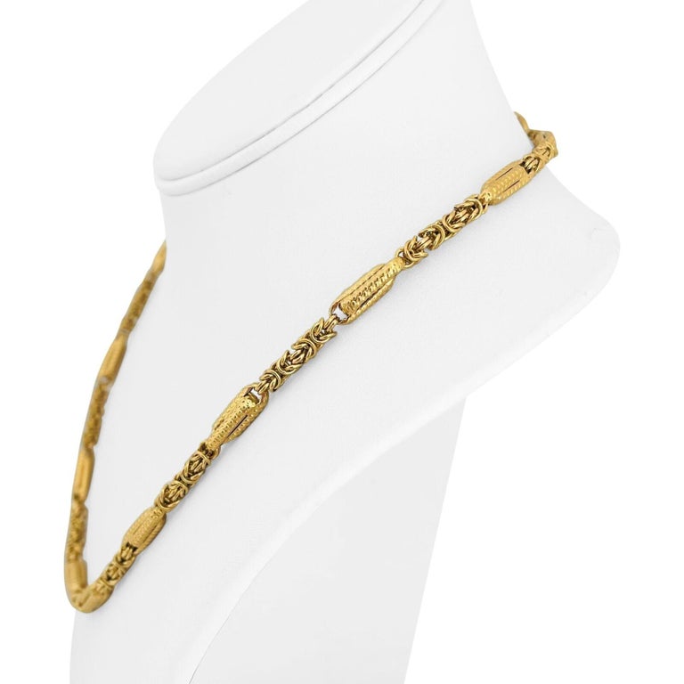 19 Karat Portuguese Yellow Gold Fancy Byzantine Link Chain Necklace For ...