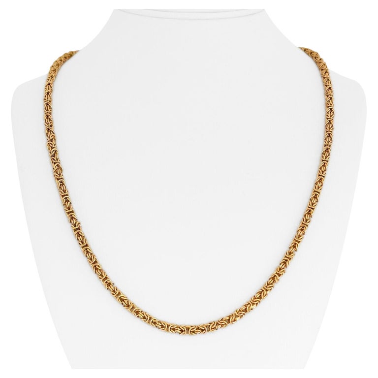 19 Karat Portuguese Yellow Gold Heavy Squared Byzantine Link Chain ...