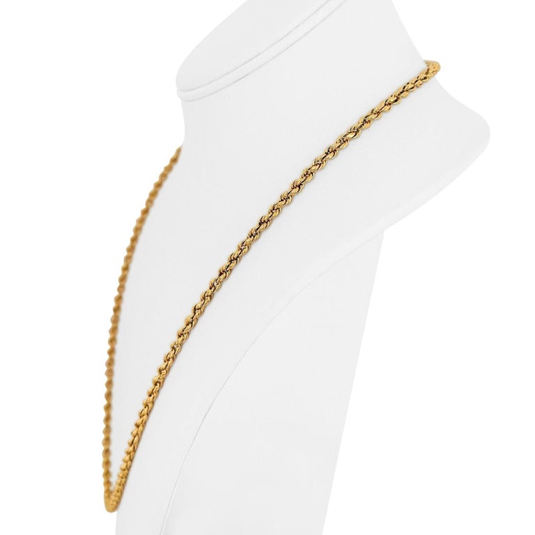 19 Karat Portuguese Yellow Gold Hollow Rope Chain Necklace For Sale at ...