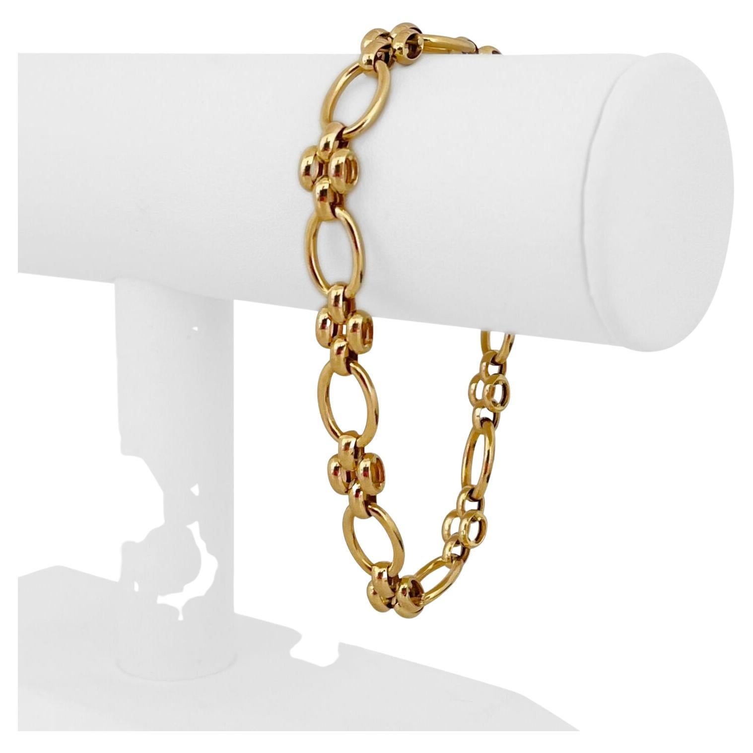 14 Karat Yellow Gold Ladies Polished Panther Link Bracelet Italy For ...