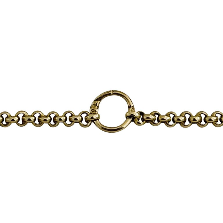 19 Karat Portuguese Yellow Gold Long Thin Rolo Cable Link Chain ...