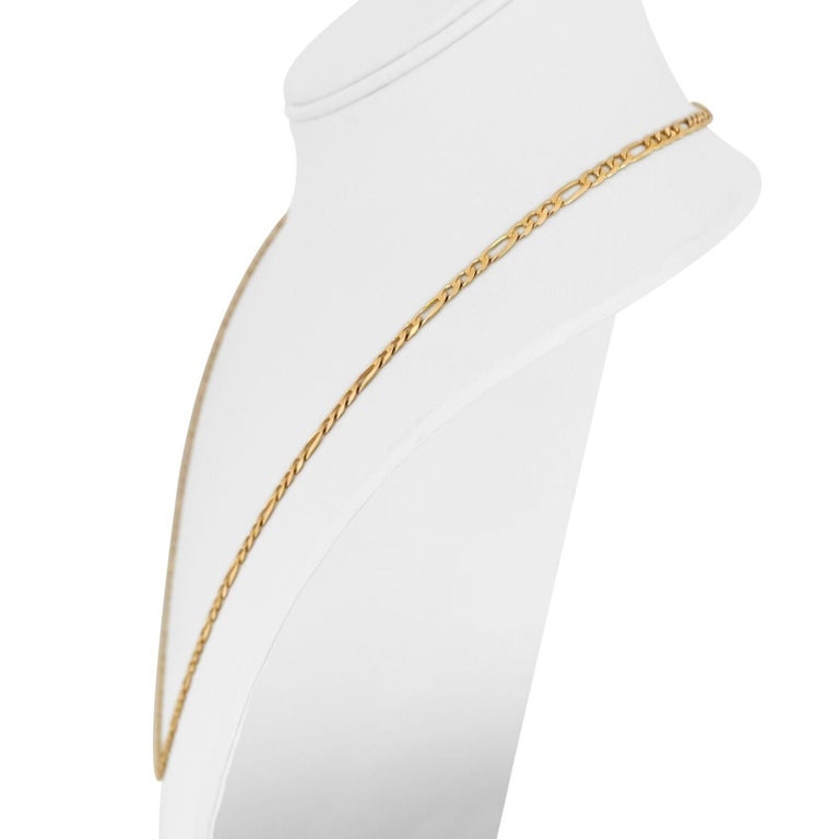 19 Karat Portuguese Yellow Gold Solid Flat Figaro Link Chain Necklace ...