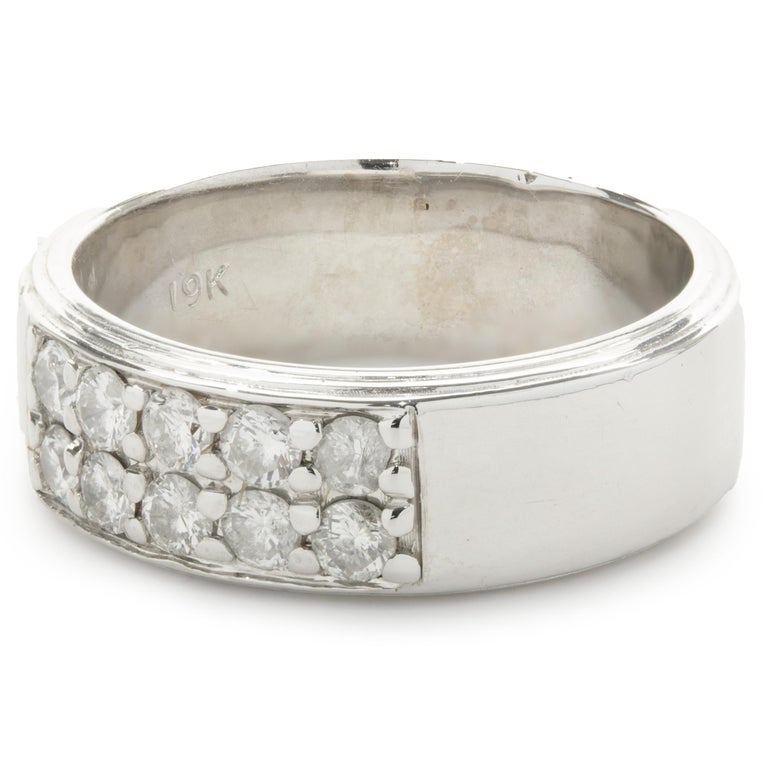 19 Karat White Gold Double Row Diamond Band For Sale at 1stDibs