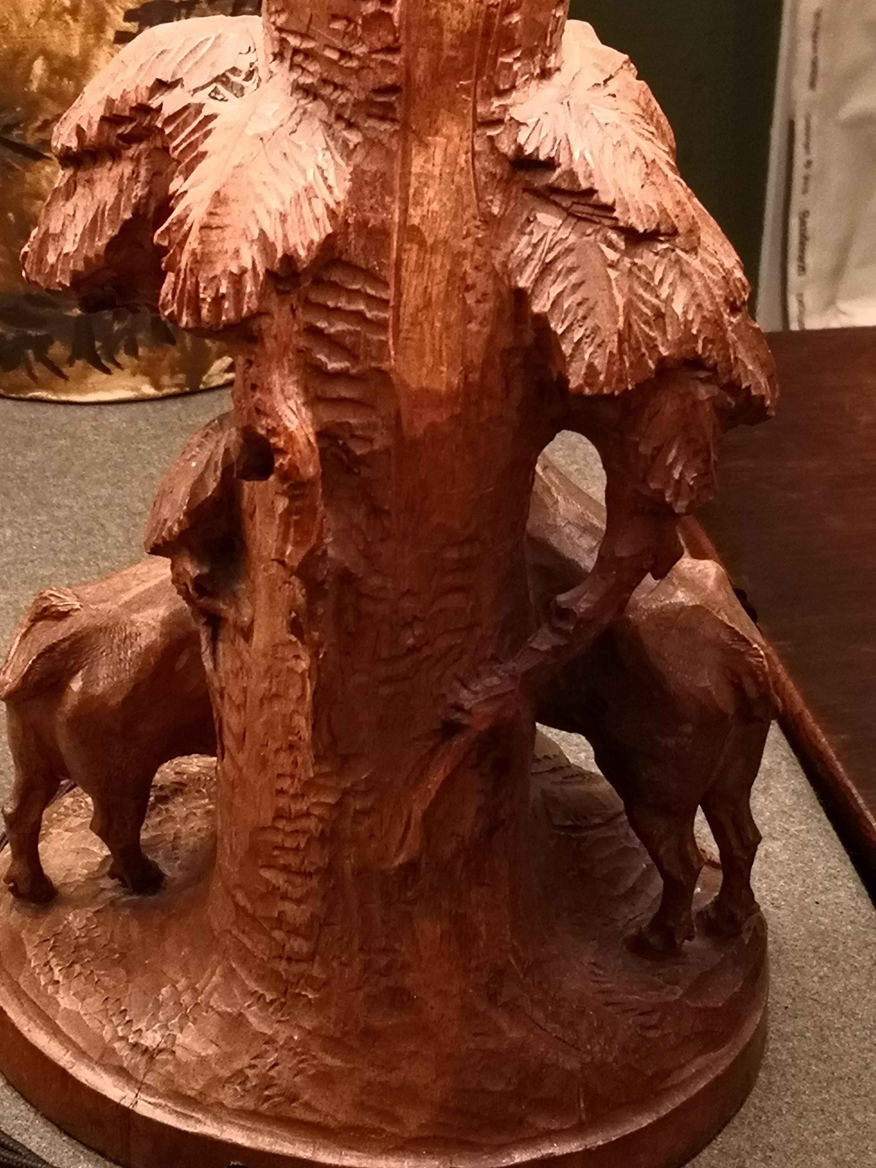 19th Century Black Forest Pair of Table Lamps Hand-Carved Sculptures ...