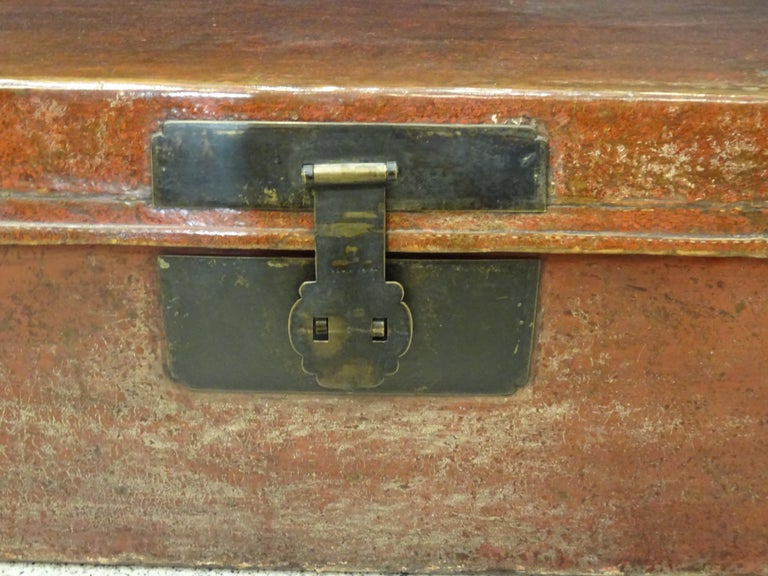 19th Century Chest Red Lacquer Chinese Storage Chest at 1stDibs