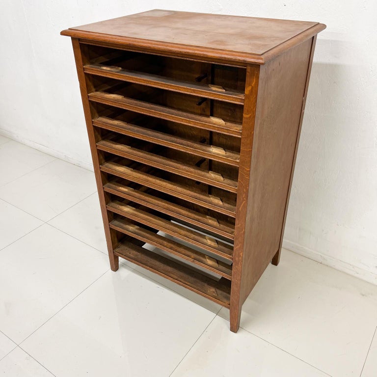 1900 Antique Tiger Oak Chest of Drawers Apothecary File Collector ...