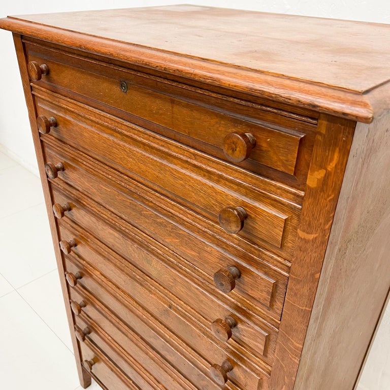 1900 Antique Tiger Oak Chest of Drawers Apothecary File Collector ...