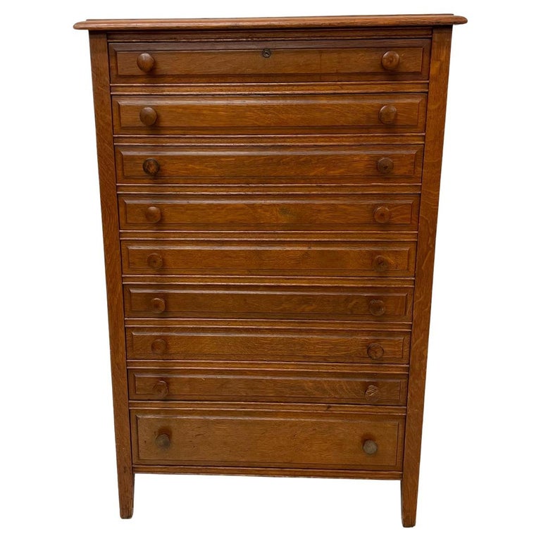 1900 Antique Tiger Oak Chest of Drawers Apothecary File Collector ...