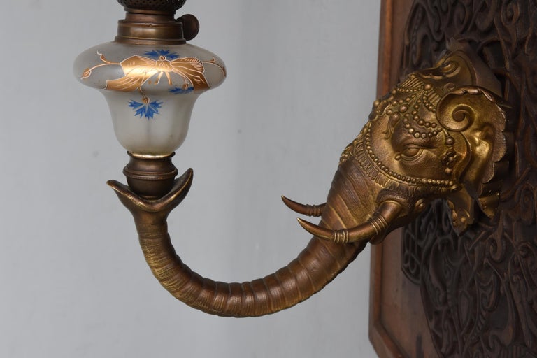 1900 Elephant Bronze Wall Sconce For Sale at 1stDibs