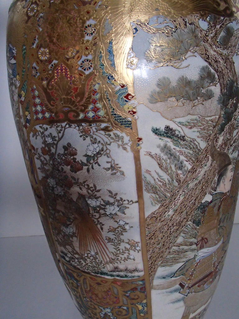 1900 Japanese Satsuma Porcelain Huge Vase with Samurai Scenes For Sale ...