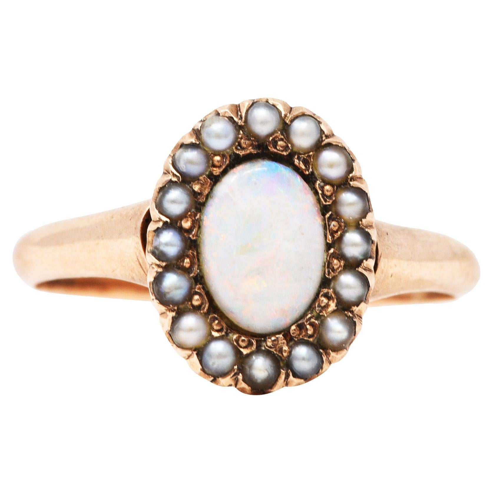 1900s Edwardian Amethyst, Seed Pearl and 9 Karat Rose Gold Ring For ...