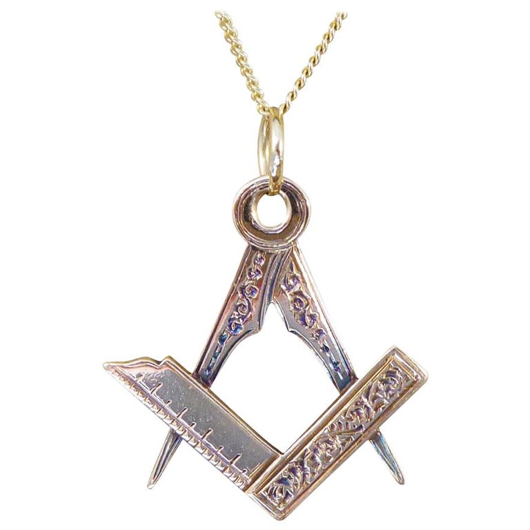 1900s 15 Carat Yellow Gold Masonic Pendant on a 9 Carat Yellow Gold ...