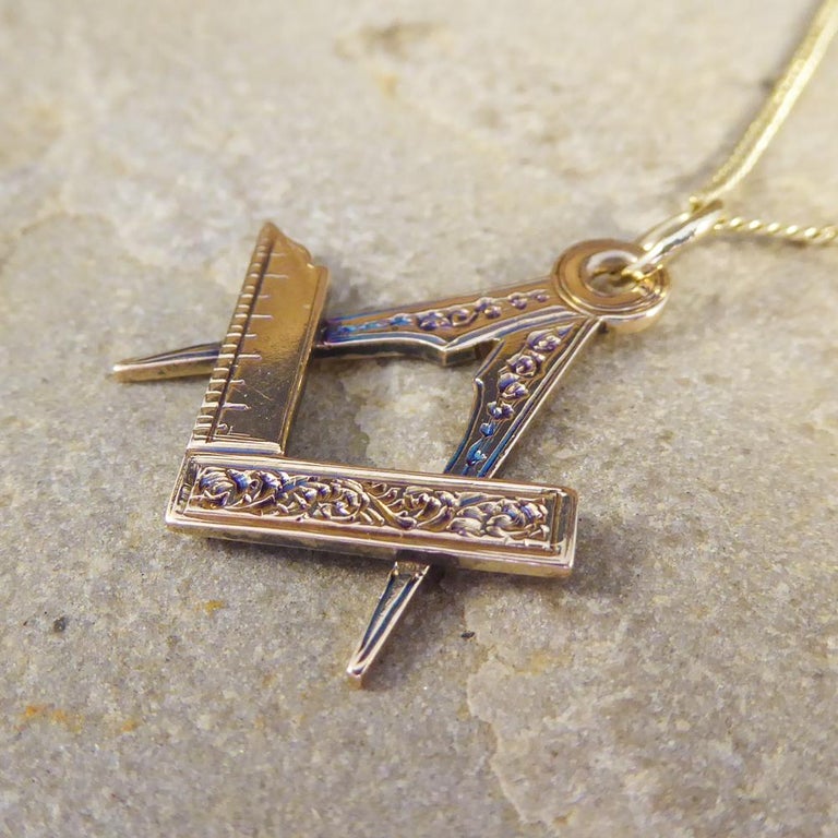 1900s 15 Carat Yellow Gold Masonic Pendant on a 9 Carat Yellow Gold ...