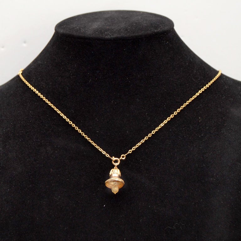 1900s 18 Karat Rose Gold Bell Charm Pendant For Sale at 1stDibs