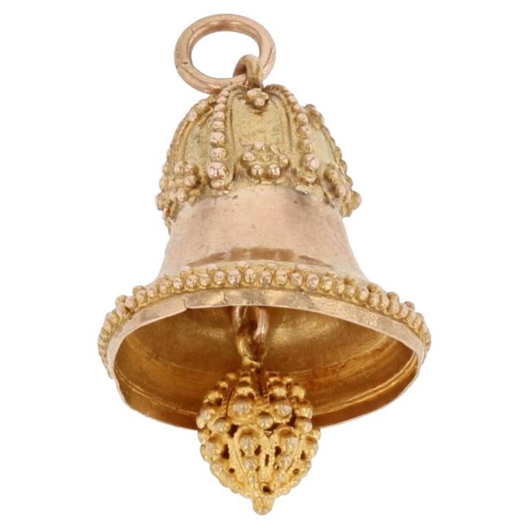 1900s 18 Karat Rose Gold Bell Charm Pendant For Sale at 1stDibs