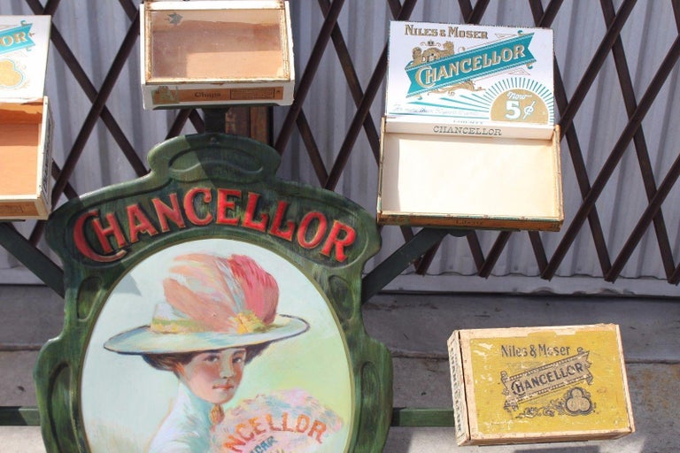 1900s-1920s Chancellor Cigars Tin Display Store Advertising For Sale at ...