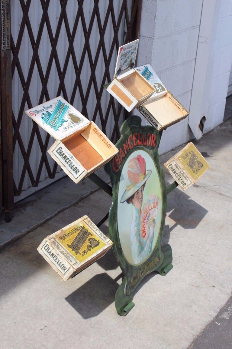 1900s-1920s Chancellor Cigars Tin Display Store Advertising For Sale at ...