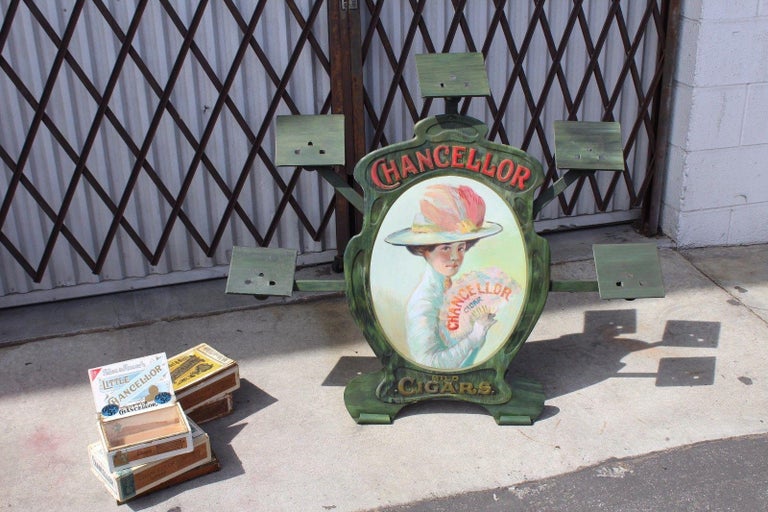 1900s-1920s Chancellor Cigars Tin Display Store Advertising For Sale at ...