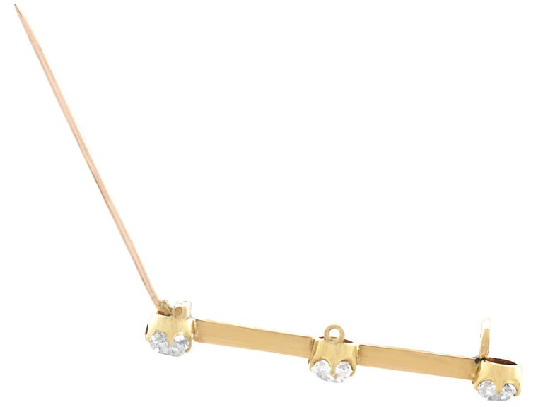 1900s Antique 2.14 Carat Diamond and Gold Bar Brooch For Sale at ...