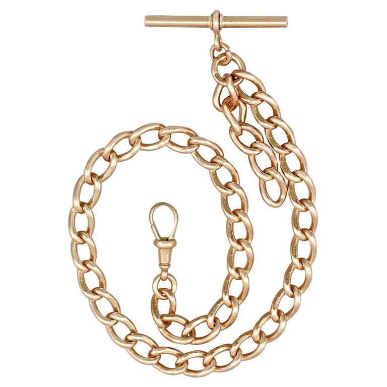 1900s Antique Albert Chain in Rose Gold at 1stDibs