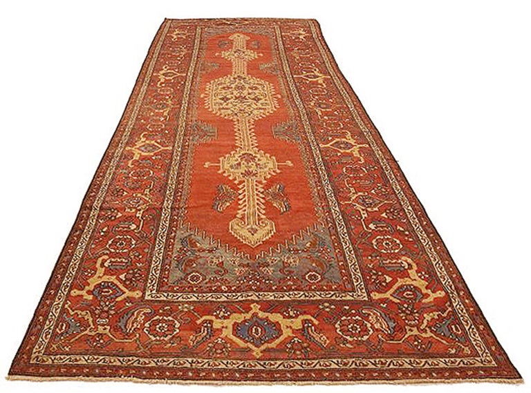 1900s Antique Azerbaijan Rug with Ivory Central Medallion over Red ...